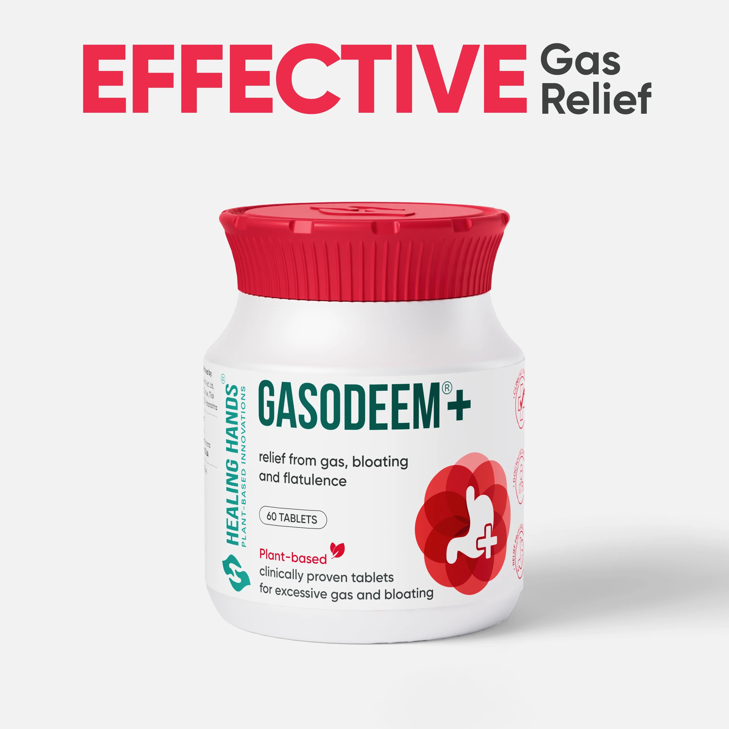 Gasodeem Plus Tablets for Gas, Bloating & Flatulence Relief I 60 Tablets